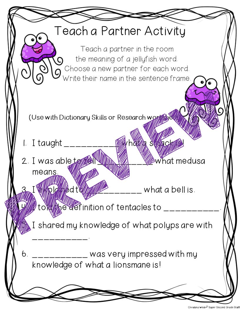 Jellyfish Themed Word Activities | 1st – 3rd | Homeschool | Printable ...