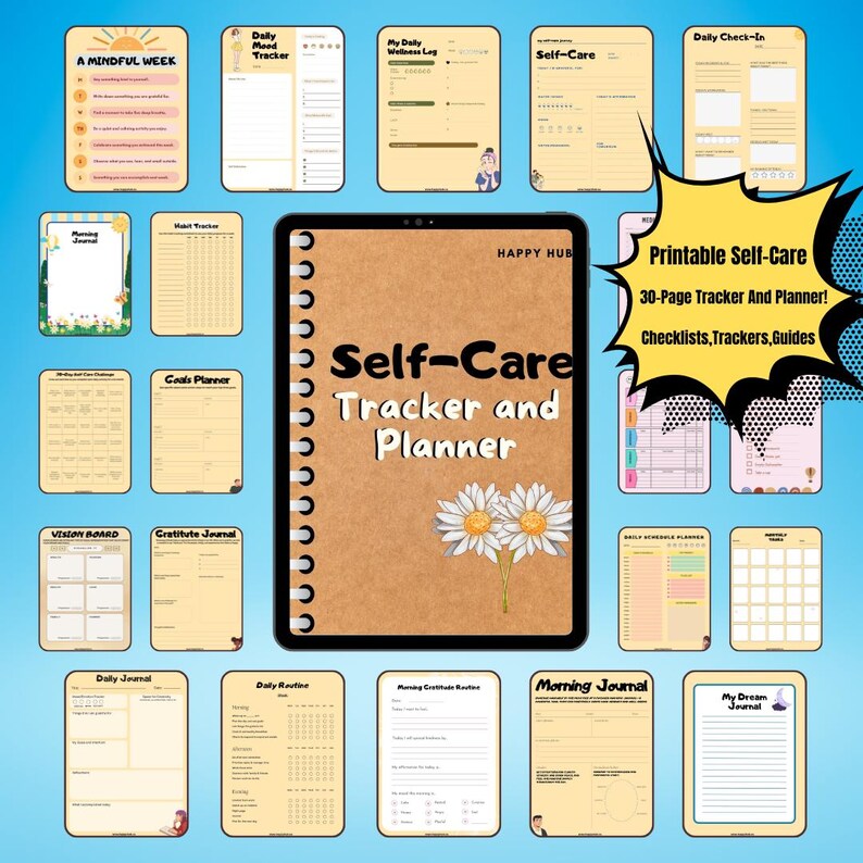 Self-care Tracker and Planner Printable Mental Health Wellness Self ...