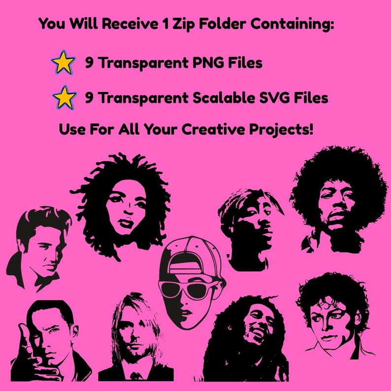 Celebrity Clipart Musical Legends Transparent PNG SVG Clip Art Famous ...