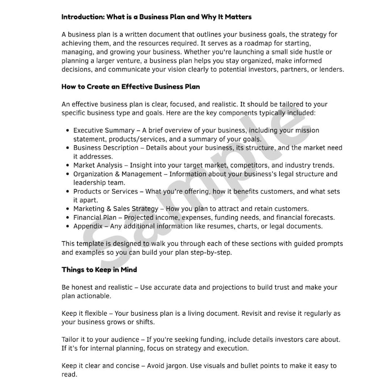 Business Planner Printable PDF | Business Plan Template | Small Biz ...