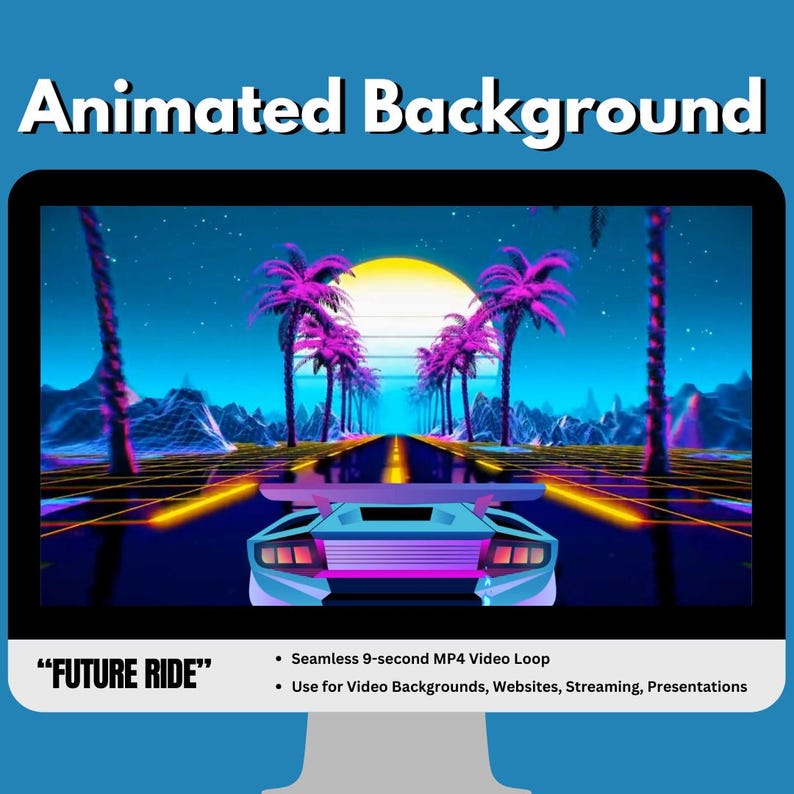 Seamless HD Animated Video Background | Futuristic Car Sunset Loop ...