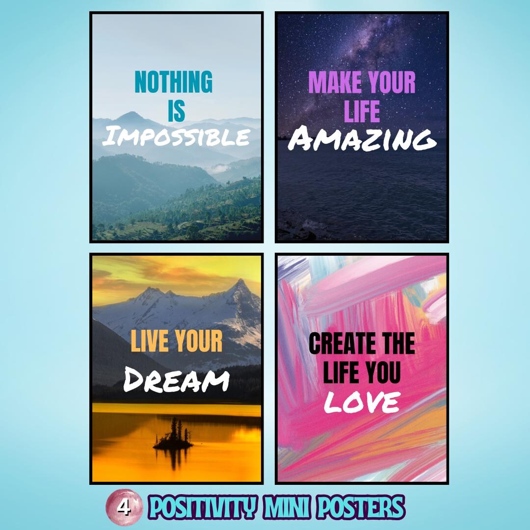 Printable Positive Affirmations Mini Posters Digital Prints Positivity ...