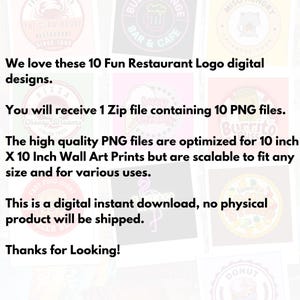 Printable Wall Art Decor Digital Product Logo Designs Restaurant Logos ...