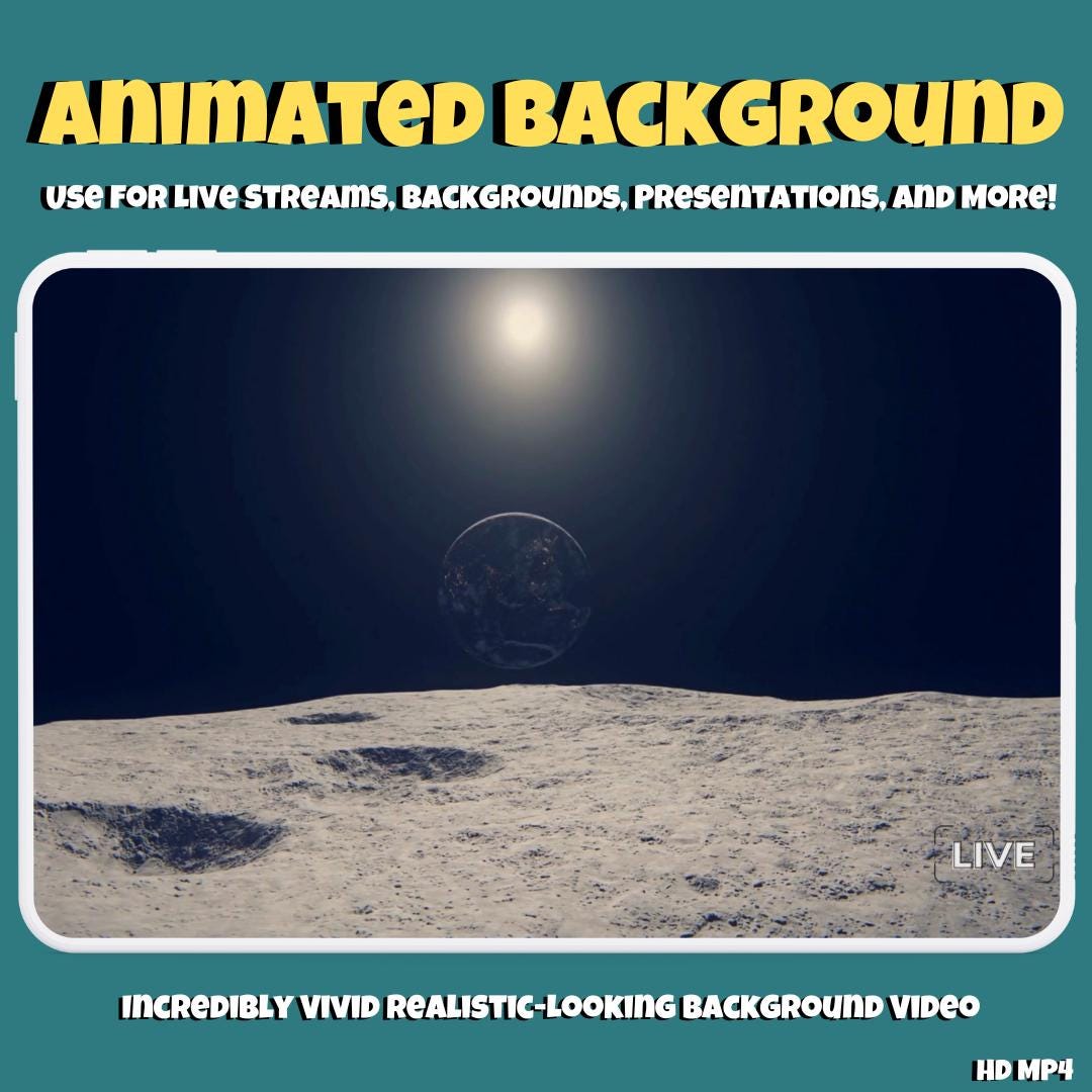 Livestream Background | Lunar Surface Video | HD MP4 Space Animation ...
