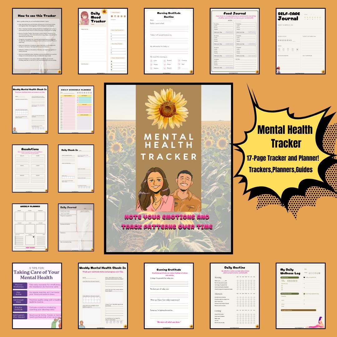 Mental Health Tracker Printable Mood Planner Awareness Depression ...