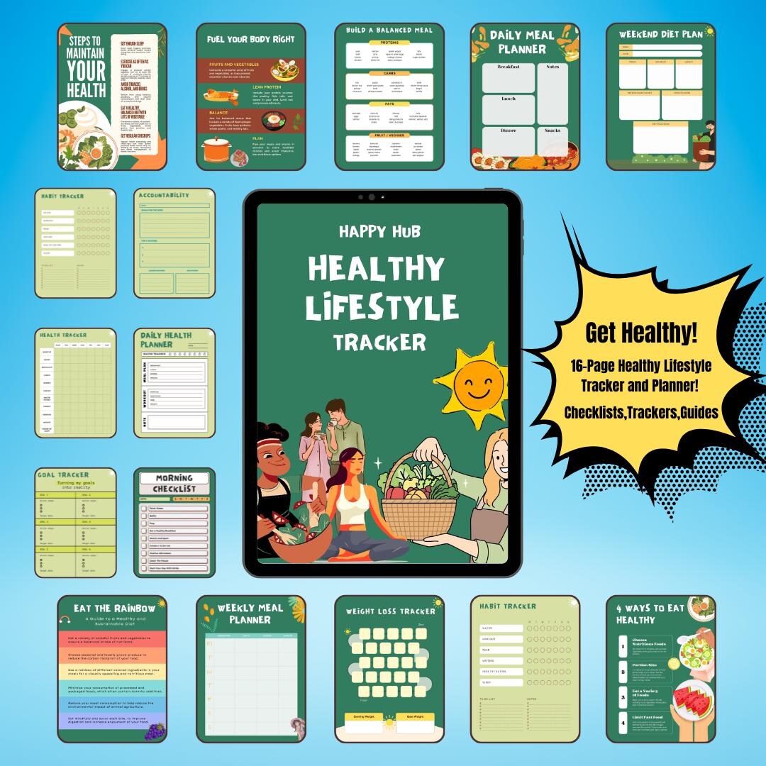 Healthy Lifestyle Tracker Printable Planner Goal Weight Loss Health ...