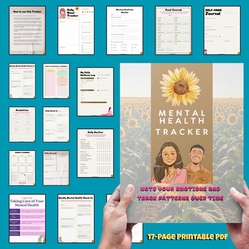 Mental Health Tracker Printable | Simple Mood and Self-care Planner PDF ...