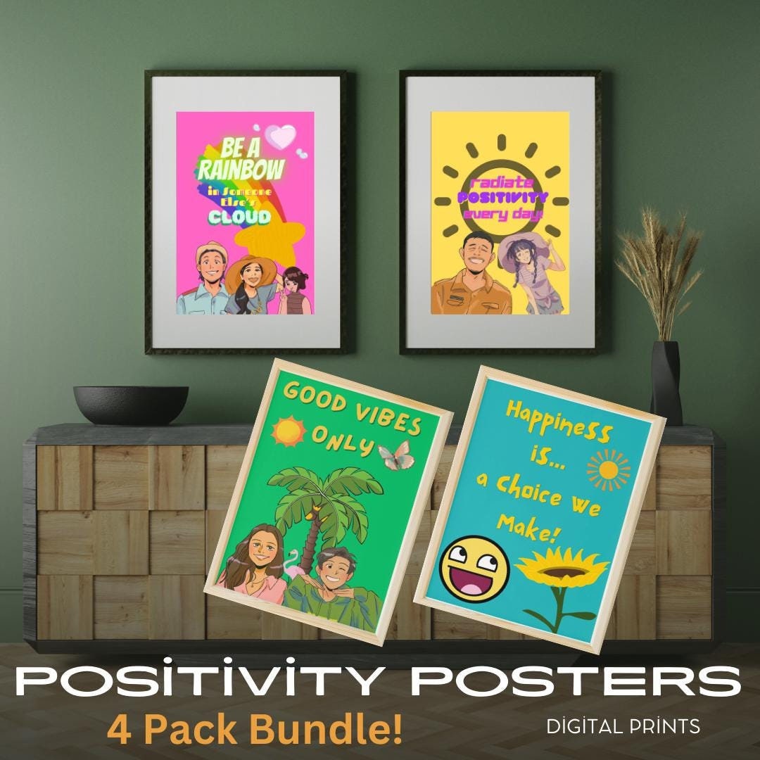 Positivity Posters Printable Wall Art Happiness Positive Affirmations ...