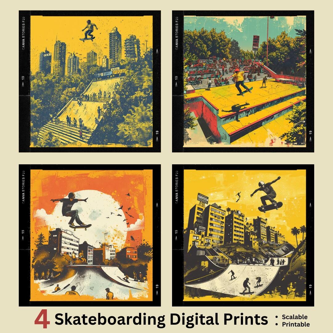 Printable Skateboard Digital Prints Scalable Skateboarding Wall Decor ...
