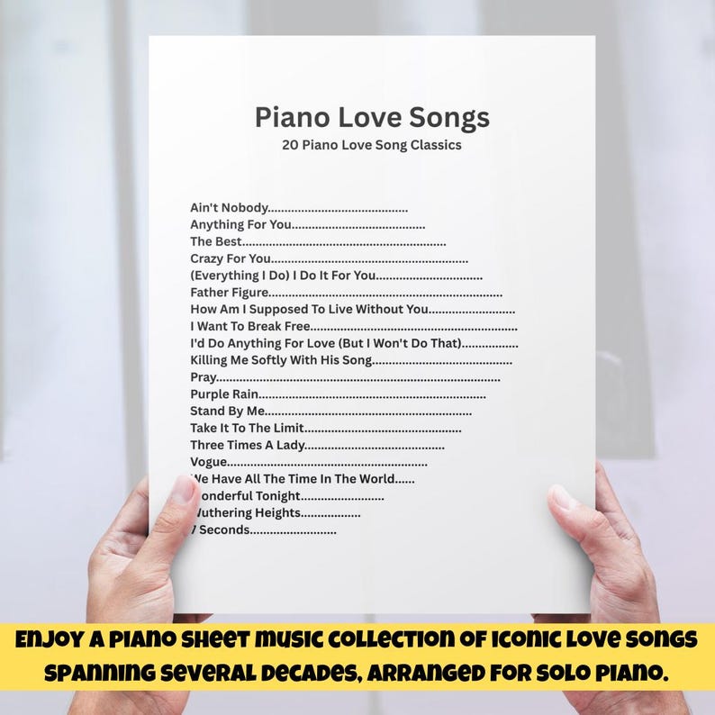 Piano Love Songs Sheet Music | 20 Classic Love Songs | 95 Page ...