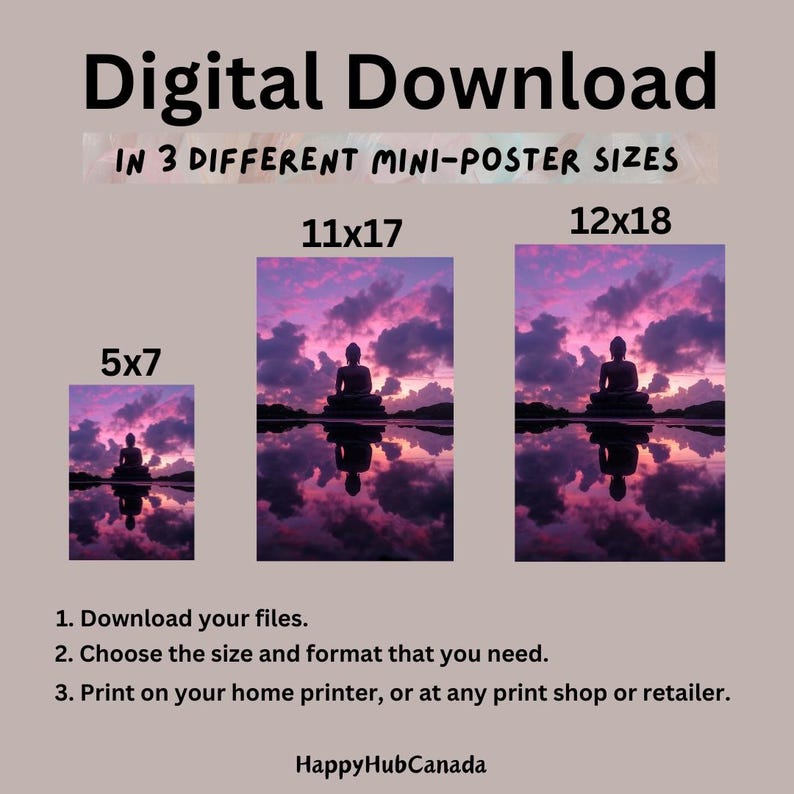 Buddha Printable Poster Digital Print Mini Portrait Size Frame Scalable ...