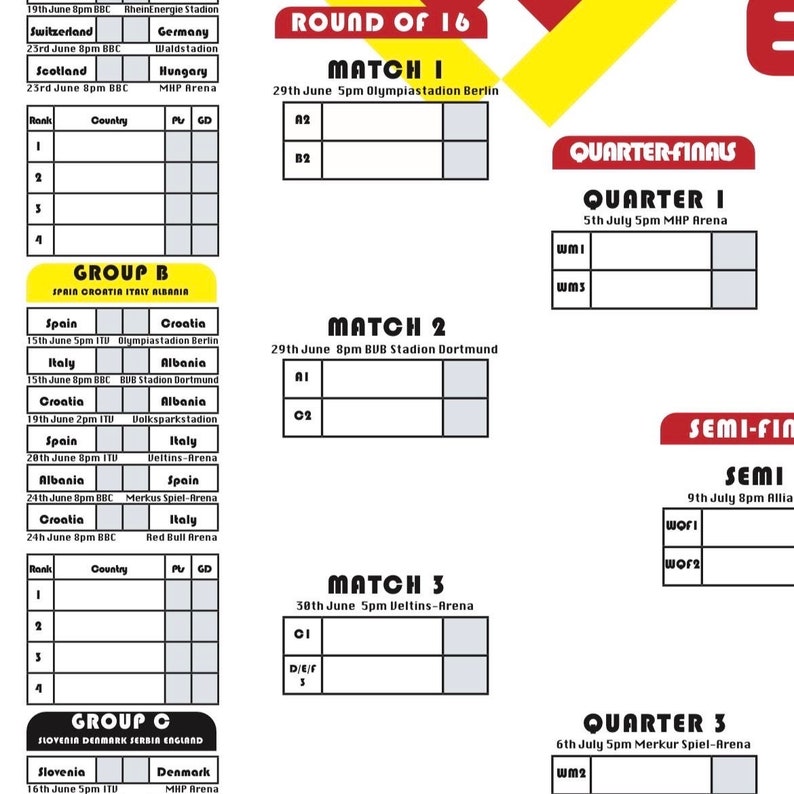 Euro 2024 Wall Chart Planner PDF Download - Etsy
