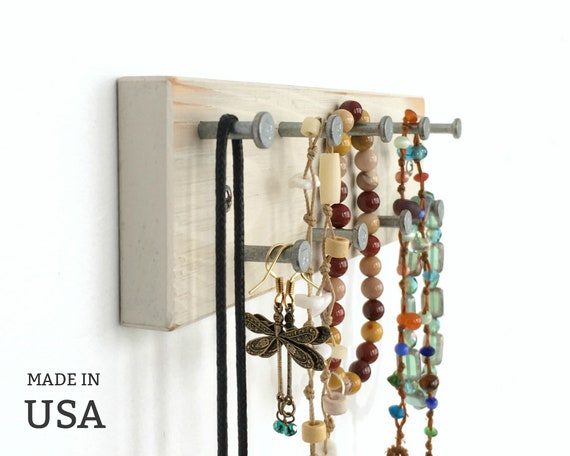 Rustic White Wood Jewelry Rack by andrewsreclaimed – Satopics