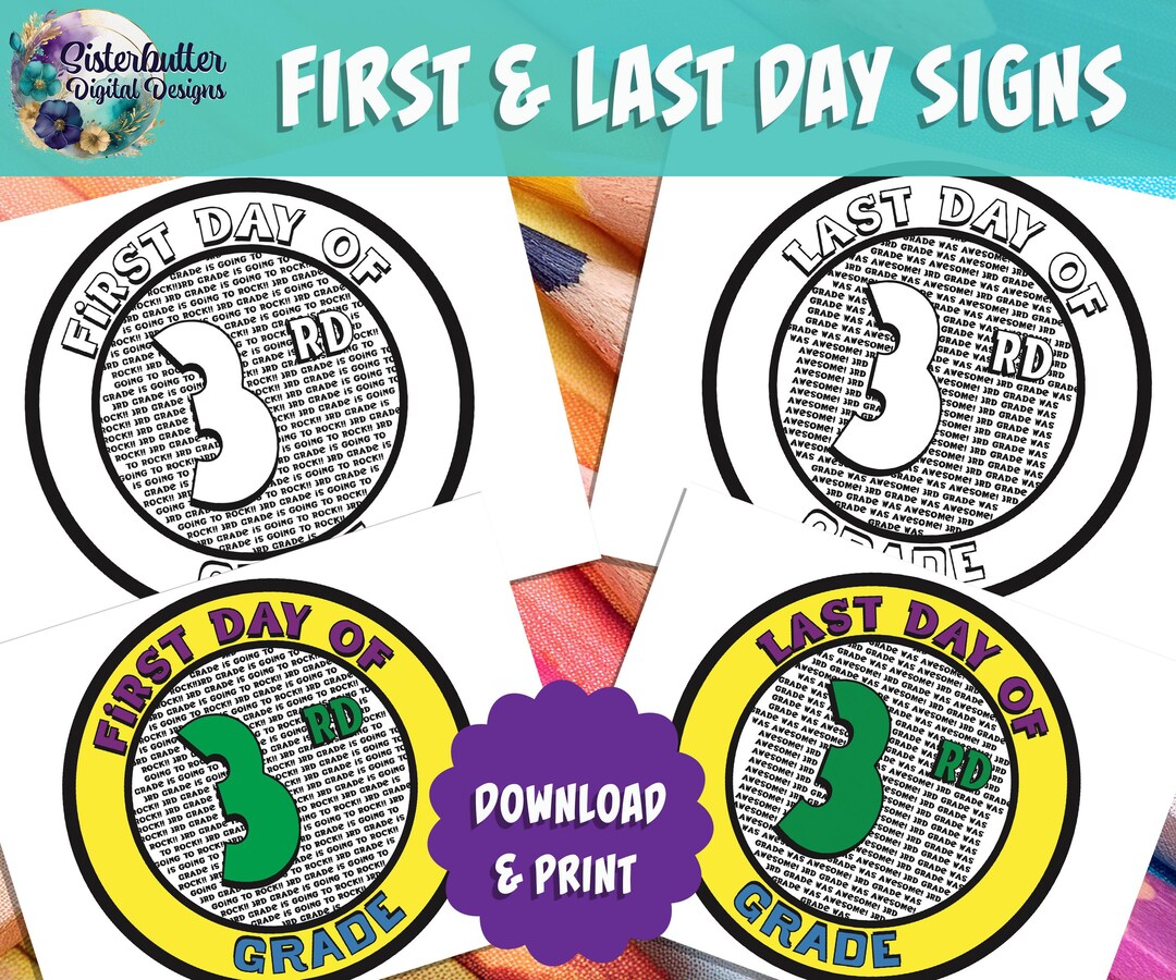 First Day of 3rd Grade Sign, First Day of School Sign, Printable 3rd ...