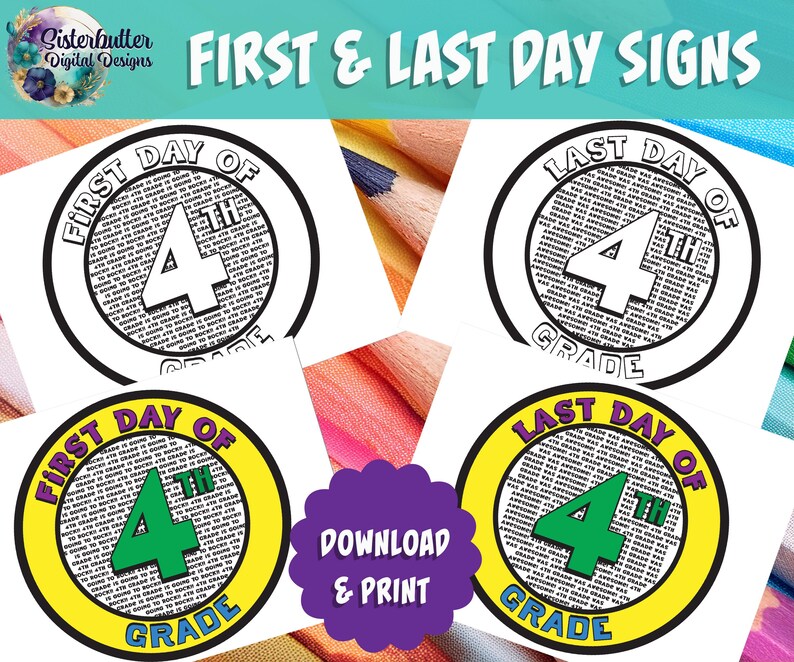 First Day of 4th Grade Sign, First Day of School Sign, Printable 4th ...
