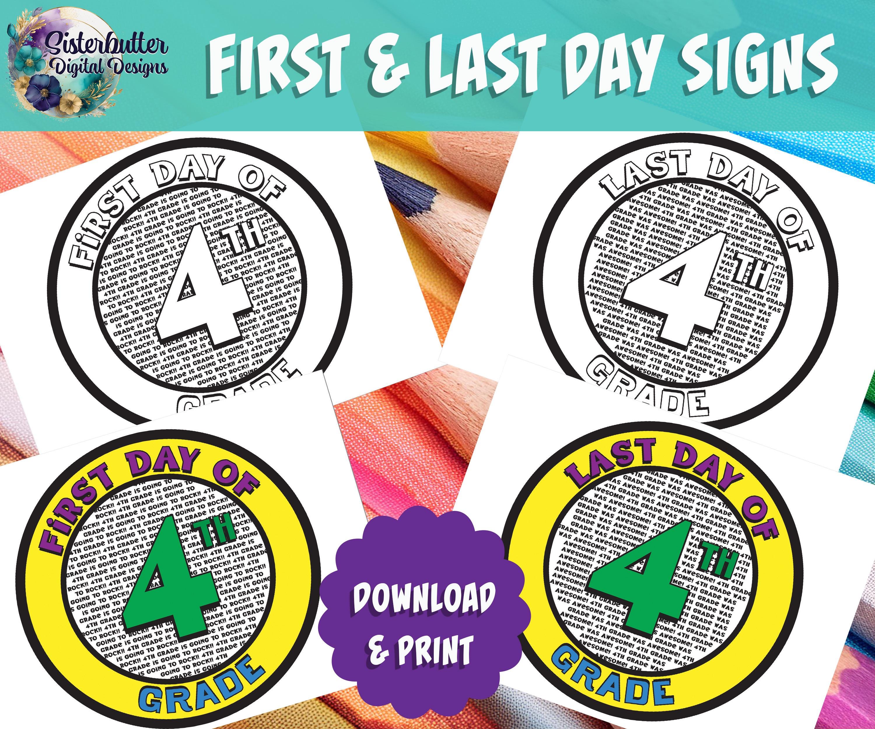 First Day of 4th Grade Sign, First Day of School Sign, Printable 4th ...