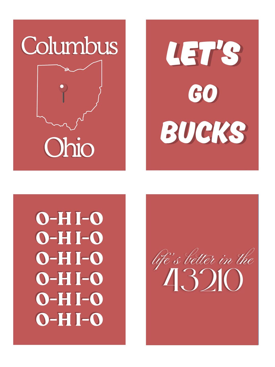 Ohio State University Poster Prints Pack of 4 - Etsy