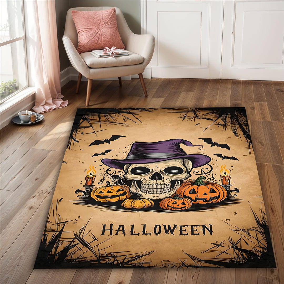 Halloween Rug, Pumpkin Rug, Horror Rug, Skull Rug, Spooky Season ...