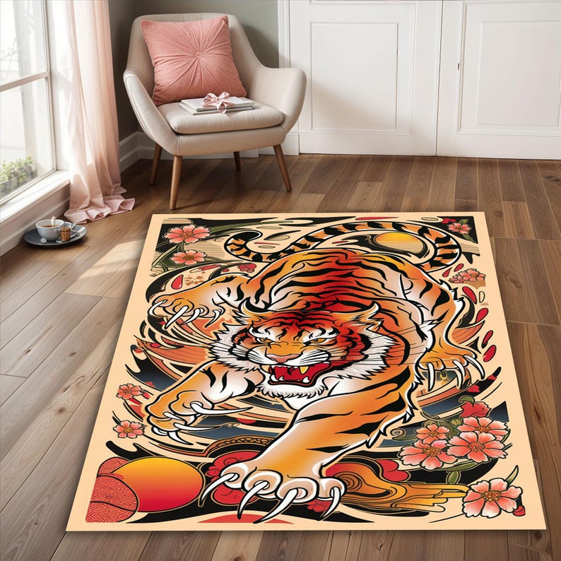 Tiger Rug, Talismanic Tiger Eclectic Home Decor, Modern Area Rug ...