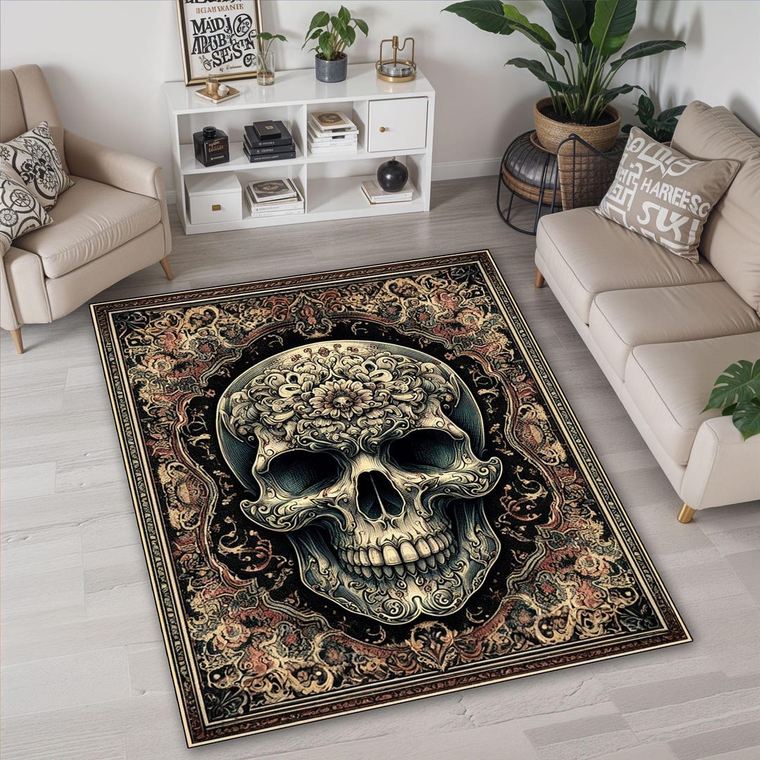 Skulls Design, Evil Skull Rug, Horror Skull Rug, Skull Rug, Gothic ...