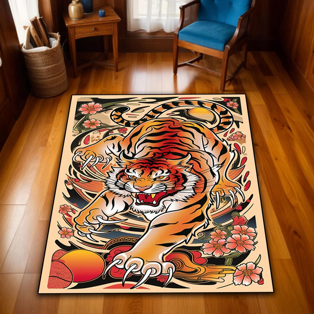 Tiger Rug, Talismanic Tiger Eclectic Home Decor, Modern Area Rug ...