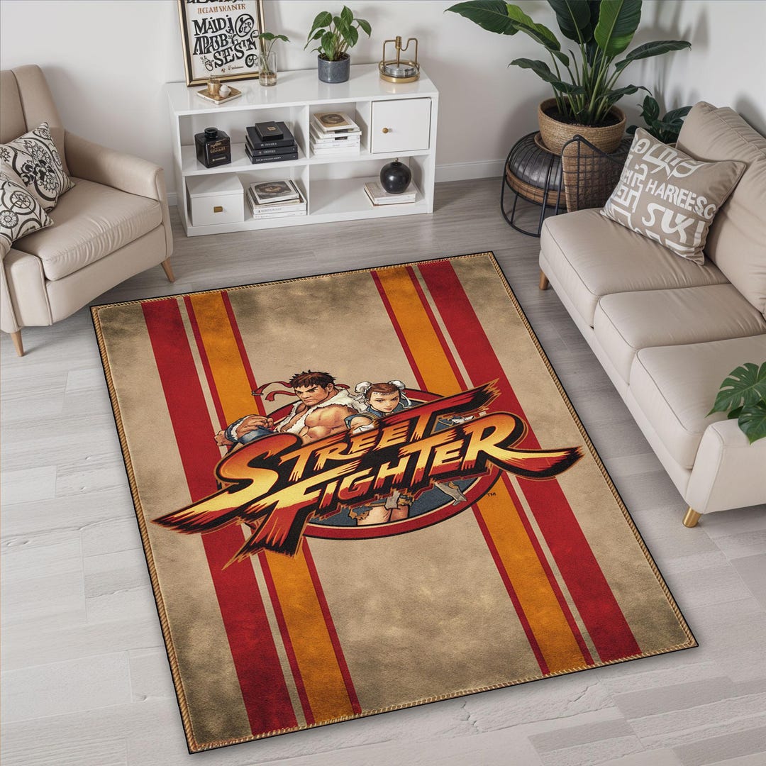 Street Fighter Arcade Game Rug, 90's Gaming Roommat, Retro Style ...