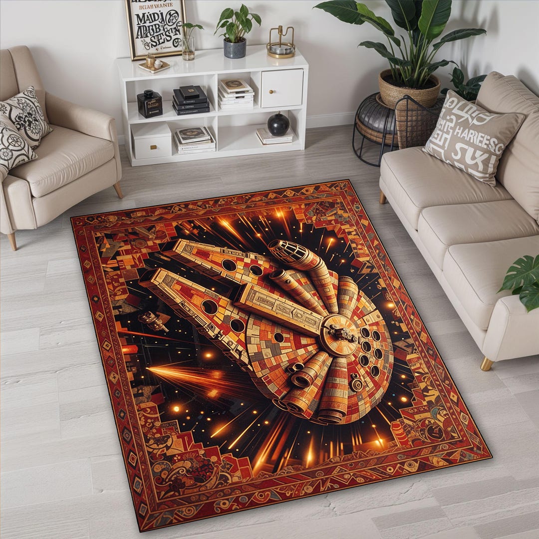 Star Wars Rug Unique Millennium Falcon Rug, Starwars Decor Rug, Machine ...