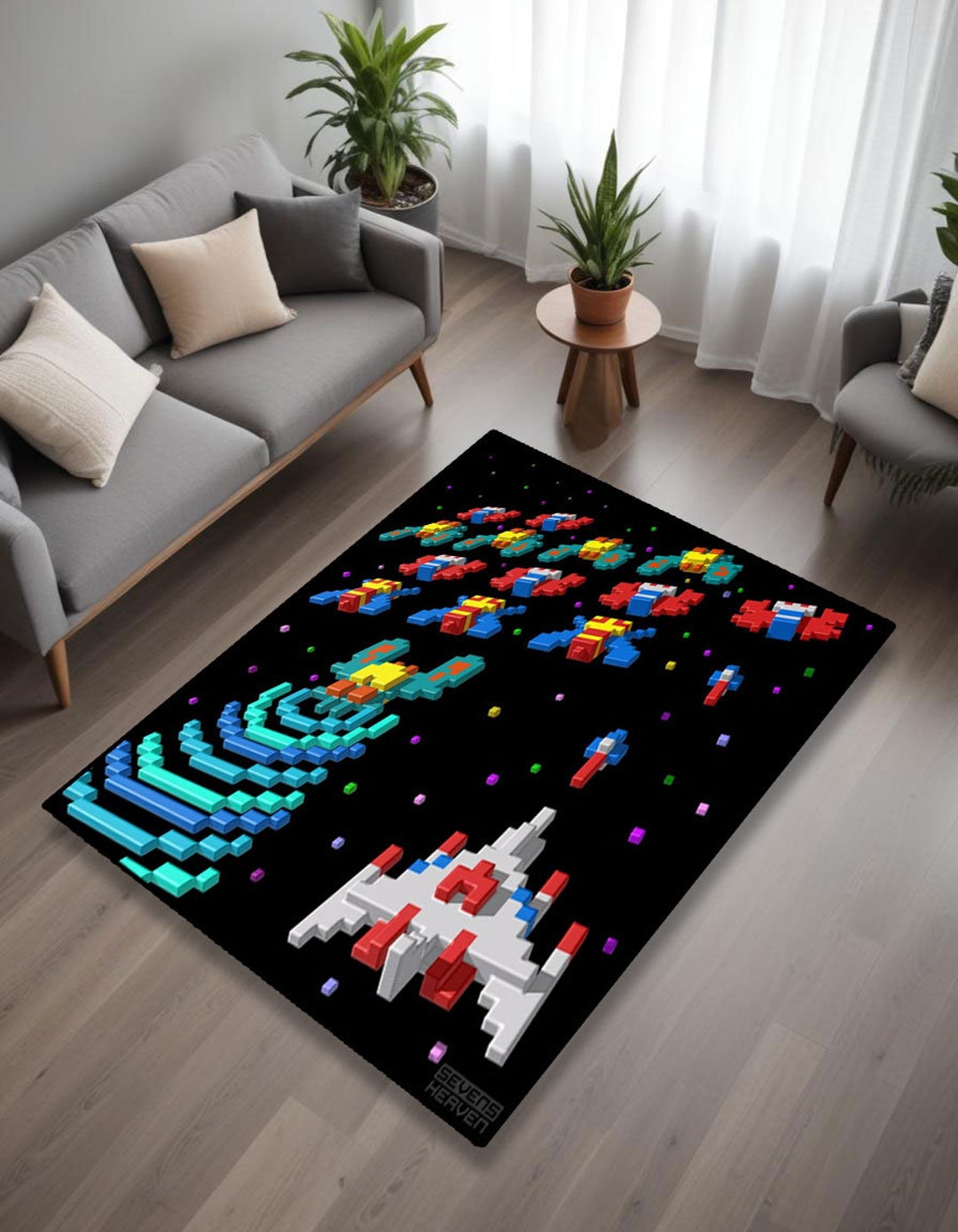 Galaga Rug Types, Galaga Art Rug, Galaga Carpet, Classic Arcade Game ...