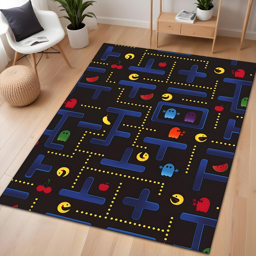 Video Game Rug, Gaming Rug, Atari Rug, Play Room Rug, Game Room, Man ...