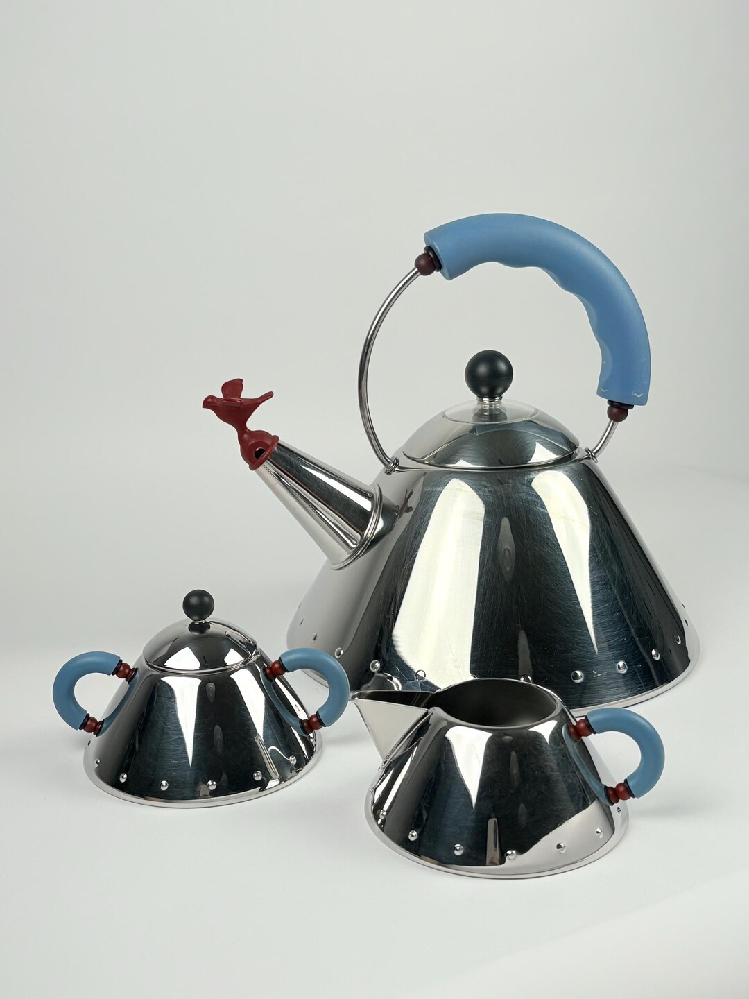 Set of Alessi 9093 Stainless Steel Kettle, Sugar Bowl With Spoon ...