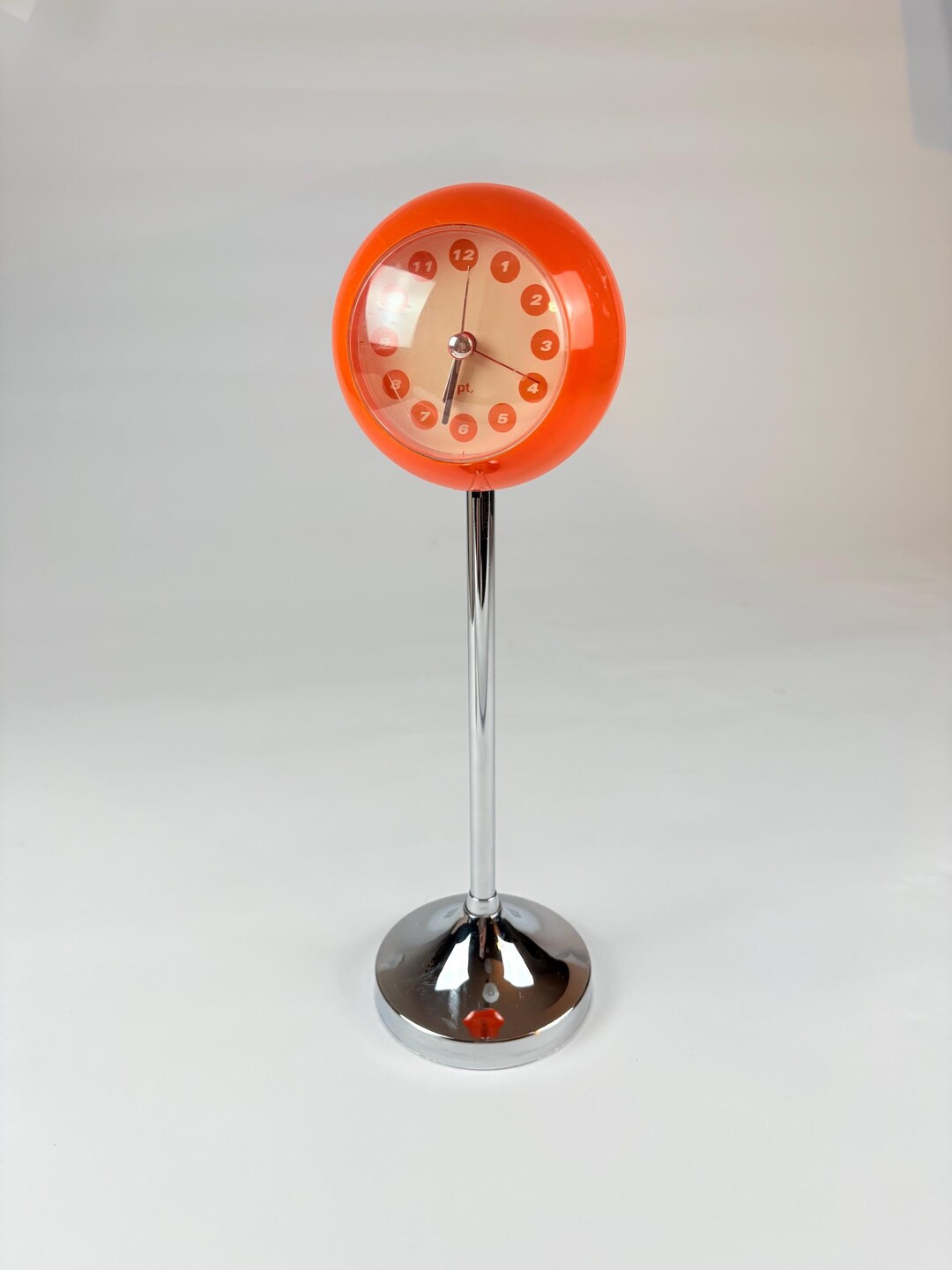 Telescopic Space Age Adjustable Clock With Chromed Steel Base, Rotating ...