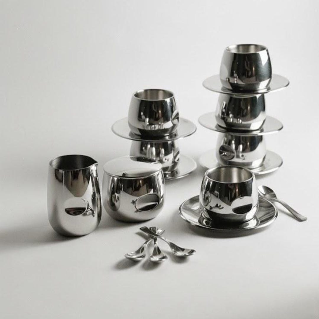 Vintage AMC Art Design Espresso Set – Italian Minimalist Stainless ...