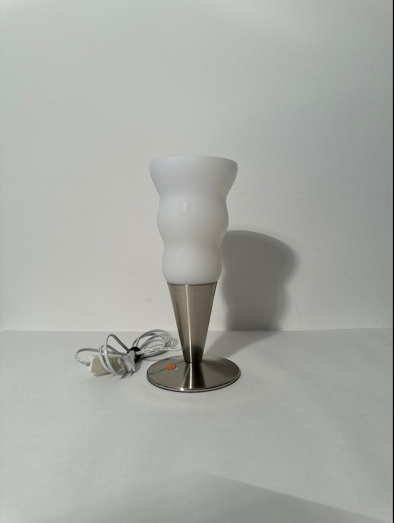 Wavy Frosted Glass Torchiere Lamp: Silver Accent Lighting - Etsy UK