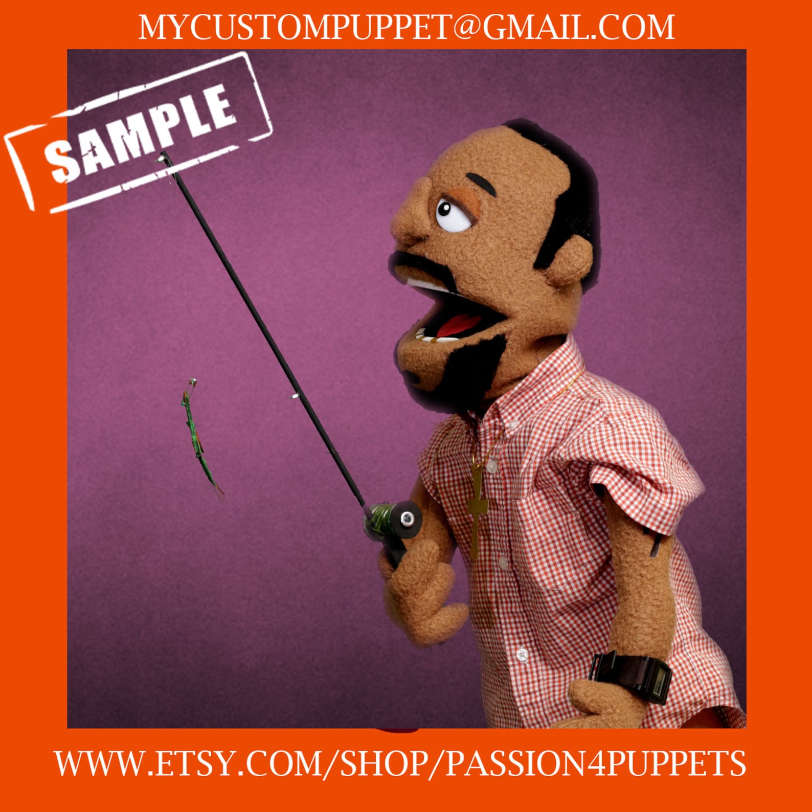 Custom Professional Rod Hand Puppet in Muppet Fleece From Your Design ...