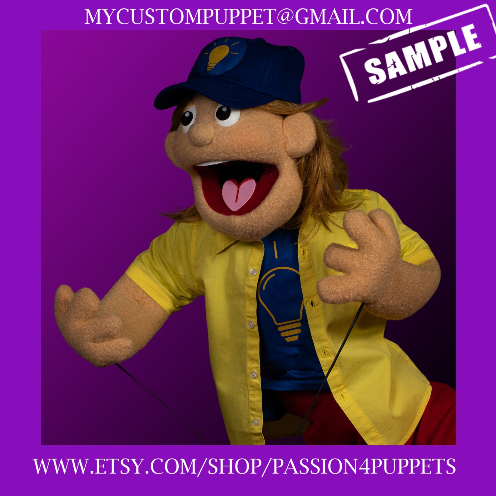 Custom Professional Boy Puppet Rod Hand Puppet in Antron Fleece From ...