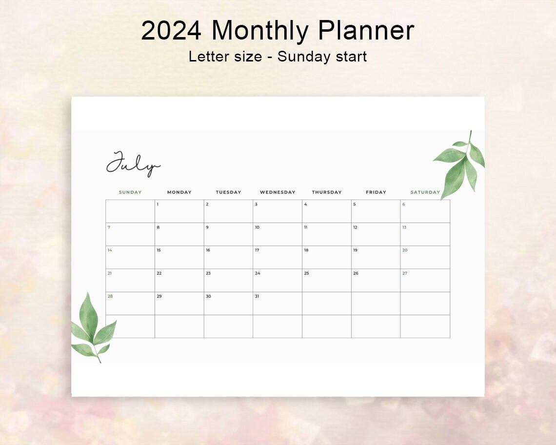 2024 & 2025 Calendar 2024 2025 Minimalist Plant-themed Horizontal ...