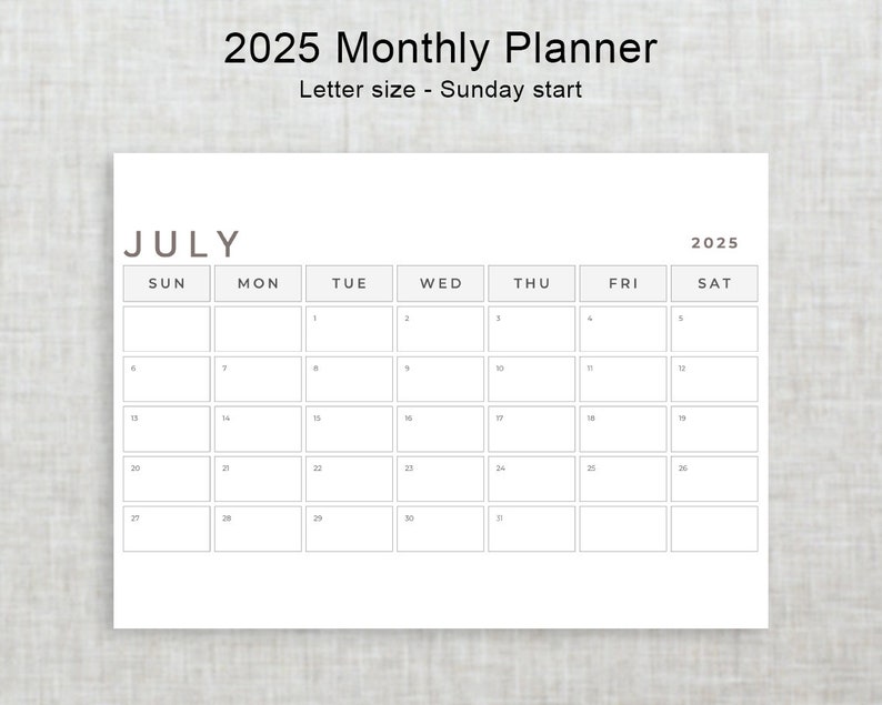 2024 & 2025 Calendar Printable 2024 2025 Minimalist Horizontal Planner ...