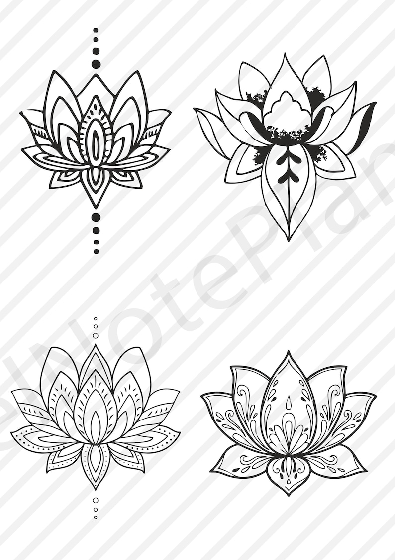 Lotus Print SVG Lotus Clipart SVG Bundle 8 Lotus Designs Nature Svg ...