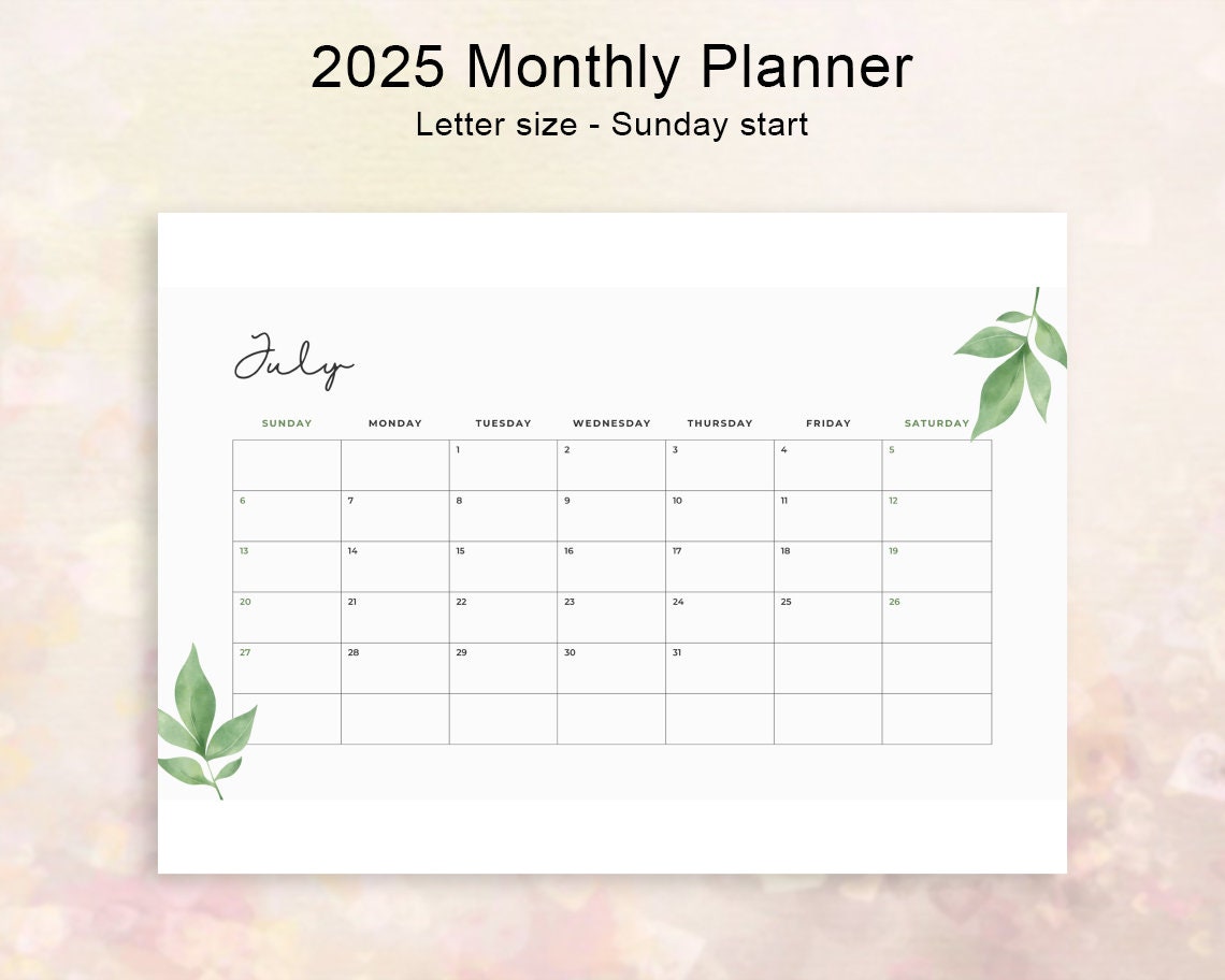 2024 & 2025 Calendar 2024 2025 Minimalist Plant-themed Horizontal ...