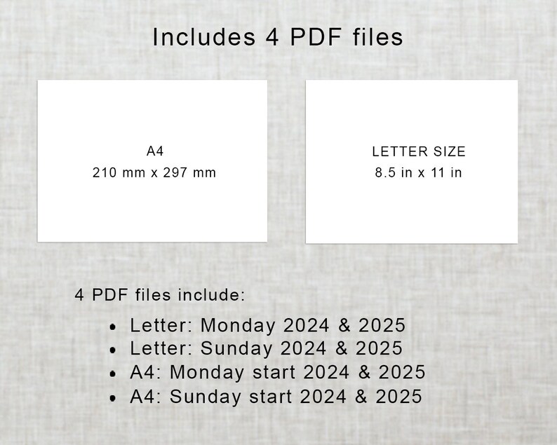 2024 & 2025 Calendar Printable 2024 2025 Minimalist Horizontal Planner ...