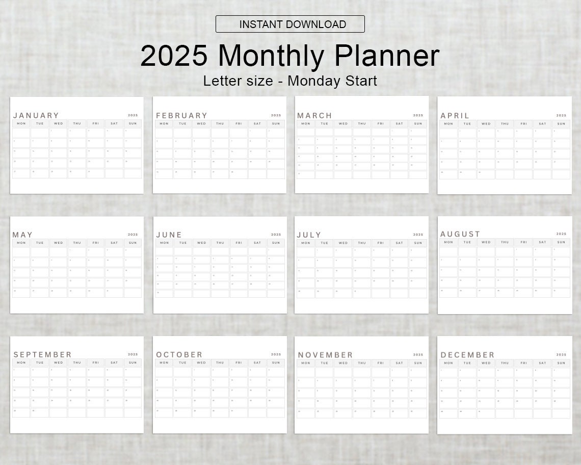 2024 & 2025 Calendar Printable 2024 2025 Minimalist Horizontal Planner ...