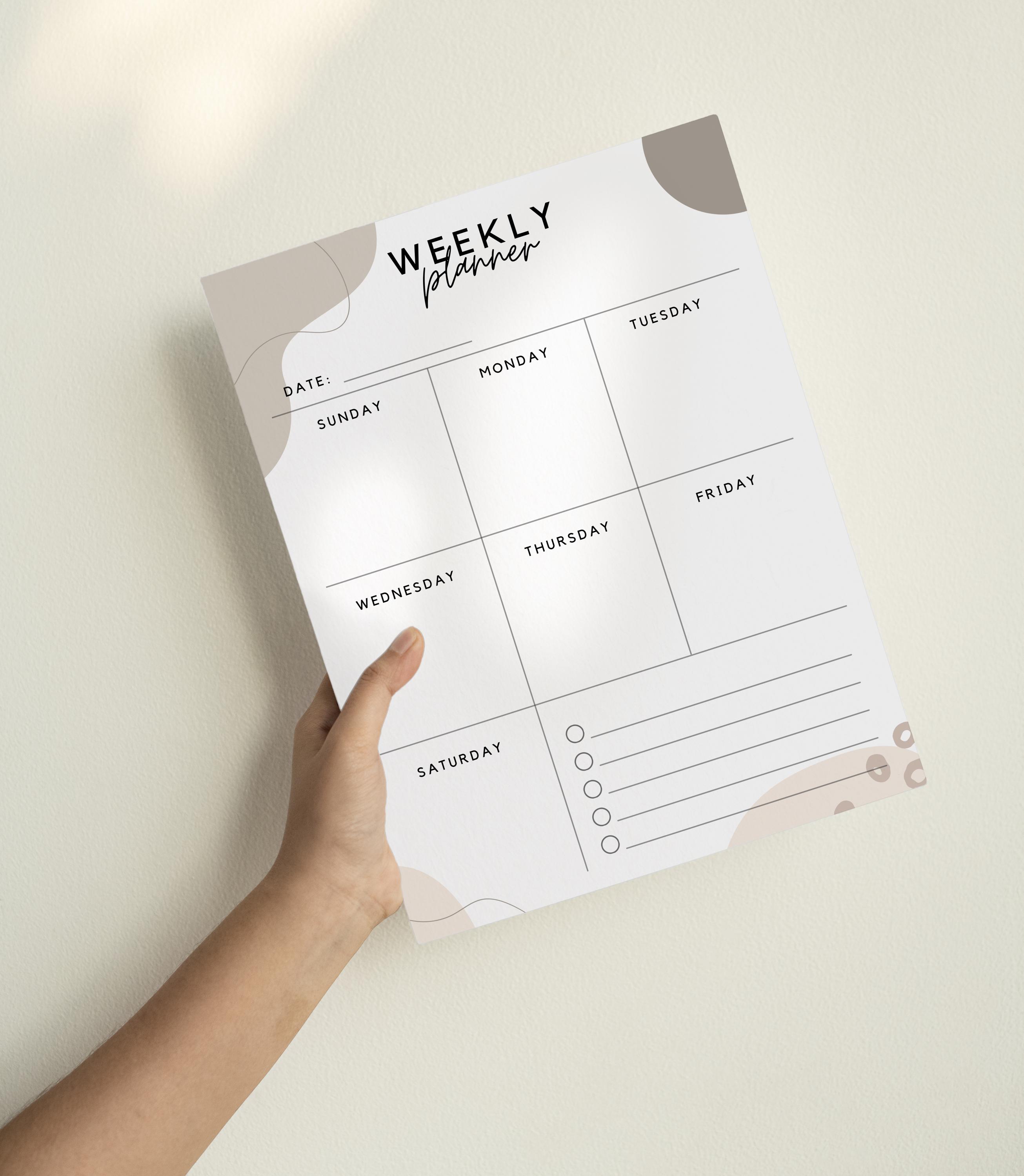 Weekly Planner PDF Minimalist Design Weekly Planner Beige Design With ...