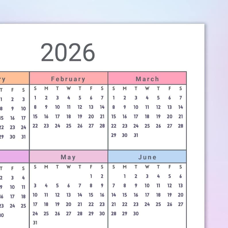 2025-2026 Yearly Calendar: A4 & Letter Size, Colorful Planner (PDF ...