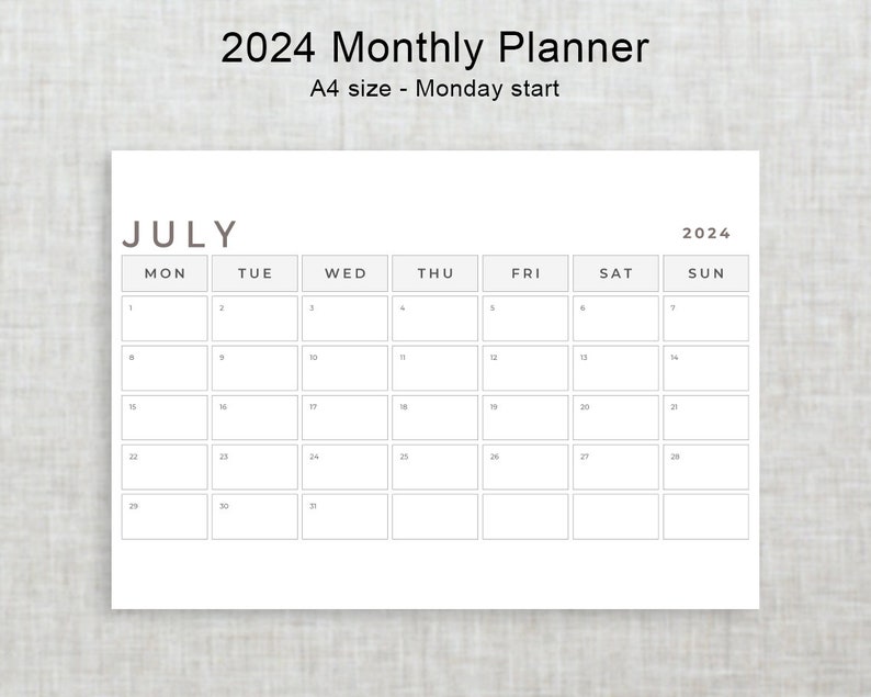 2024 & 2025 Calendar Printable 2024 2025 Minimalist Horizontal Planner ...