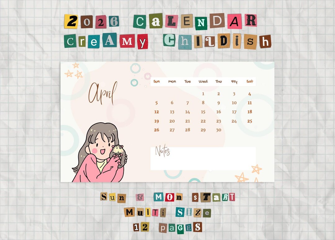 2026 Kawaii Chibi Calendar – Printable Monthly Planner (PDF) - Etsy
