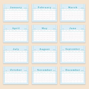 2025 Calendar Printable | Blue Frame Design | Minimalist Monthly ...