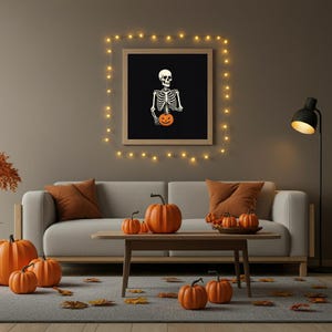 Skeleton Print SET of 8 Digital Prints. Halloween Printable Wall Art ...