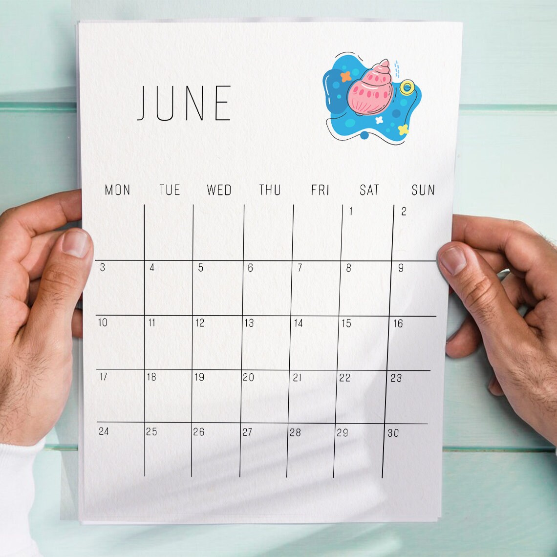 2024 Calendar Minimalist Sea Theme Calendar 2024 Watercolor Ocean Views ...