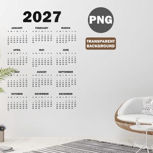 2027 Png Calendar Transparent Background, Minimalist Digital Calendar ...