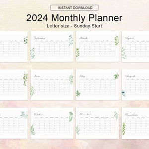 2024 & 2025 Calendar 2024 2025 Minimalist Plant-themed Horizontal ...